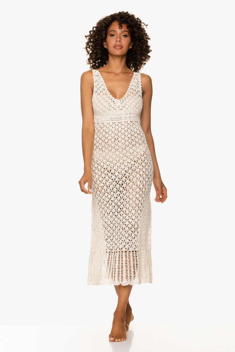 Claudia Crochet Midi Dress | Ivory – Bora Bora Swimwear